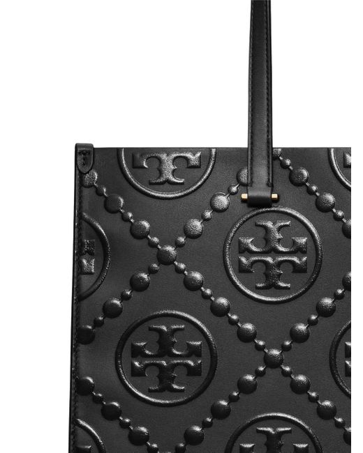 Tory Burch Monogram-Pattern Tote Bag in Black | Lyst