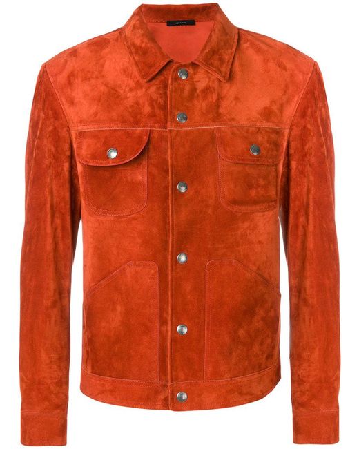 Tom Ford Fitted Suede Jacket in Orange for Men | Lyst
