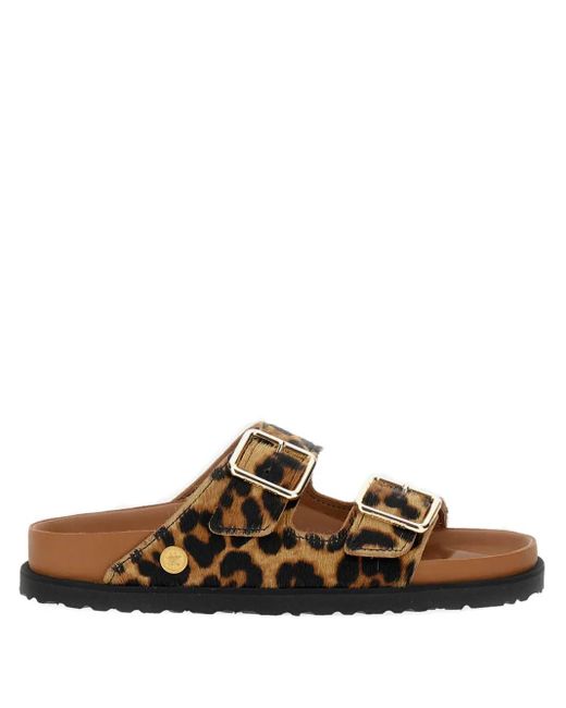 Birkenstock Leopard Adjustable-Buckles Sandals in Brown | Lyst UK