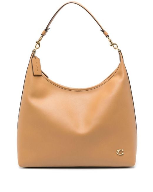 COACH Leather Shoulder Bag in Natural | Lyst
