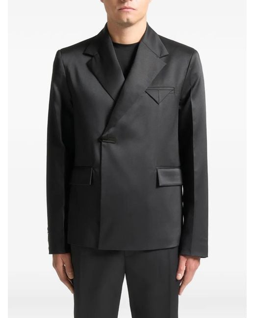 Manière De Voir Gaston Satin Double-Breasted Suit Jacket in Black for ...