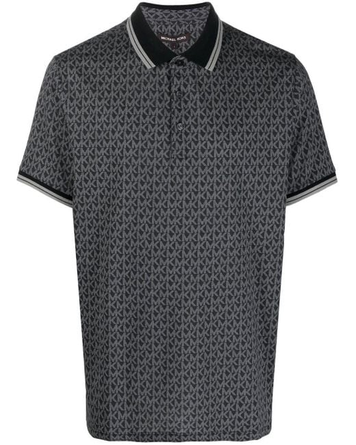 Michael Kors Greenwich Mk Monogram Polo Shirt In Black For Men Lyst