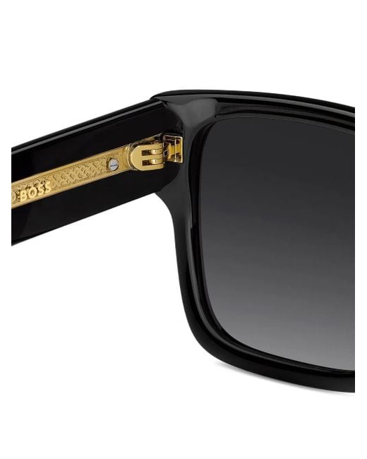 BOSS Logo Square Sunglasses in Black | Lyst UK