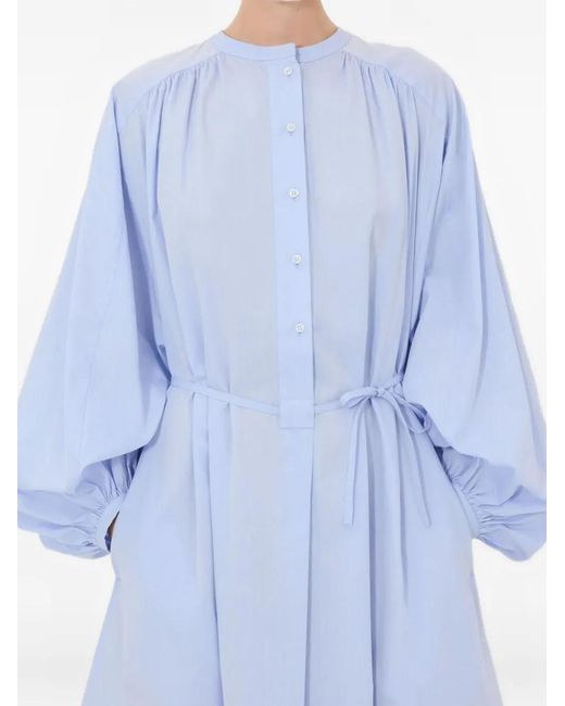 Loulou de Saison Vitti Balloon-Sleeve Midi Dress in Blue | Lyst UK