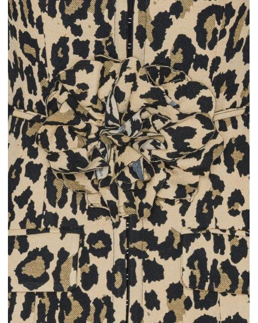 ROTATE BIRGER CHRISTENSEN Leopard-Print Rosette Mini Dress in Black ...