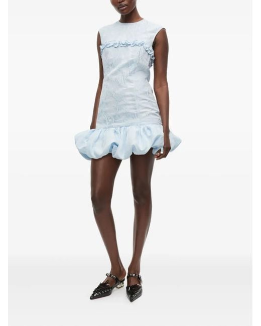 Ganni Cloqué Corset Mini Dress in Blue | Lyst