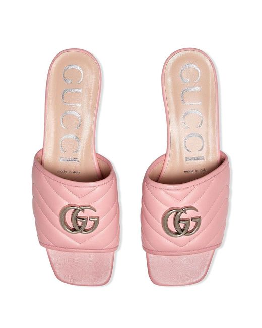 Gucci Quilted GG Motif Sandals in Pink - Lyst