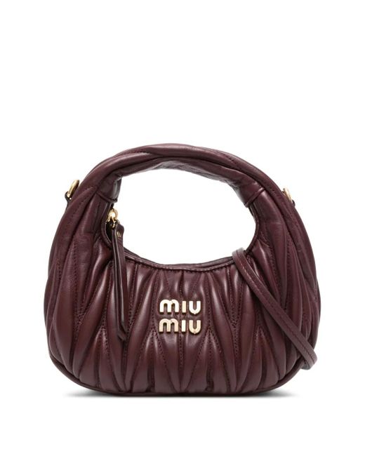 Miu Miu Quilted-Leather Mini Bag in Brown | Lyst UK