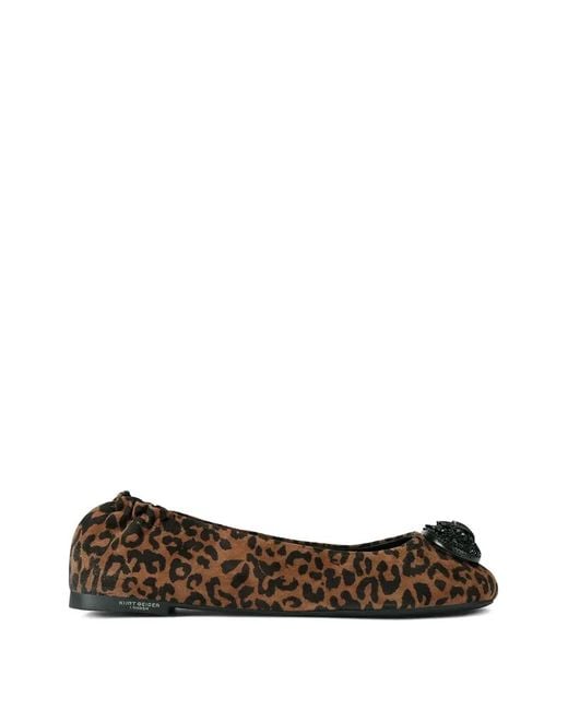 Kurt Geiger Animal-Print Embellished Ballet Flats in White | Lyst UK