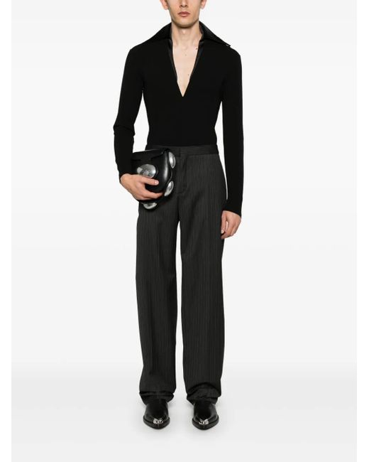 Mugler Spiky-Satin-Collar Polo Shirt in Black for Men | Lyst