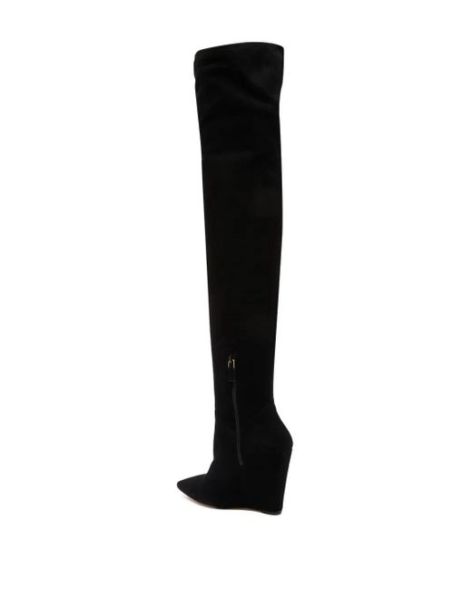 Stuart Weitzman 100Mm Saloon Wedge Pointed-Toe Over-The-Knee Boots in ...