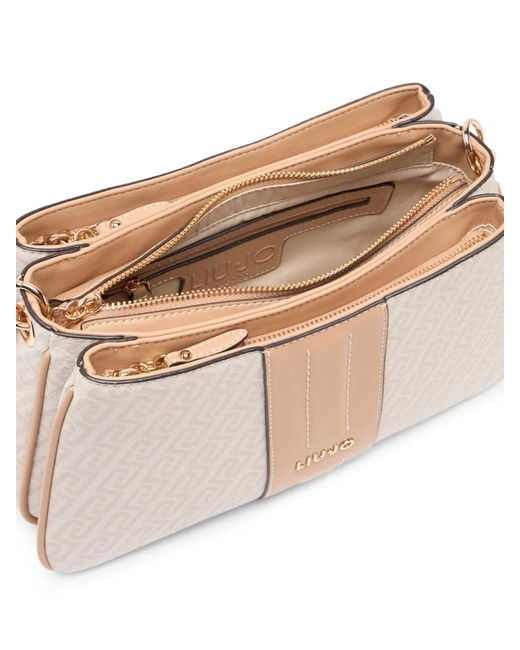 Liu Jo Monogram Small Shoulder Bag in Natural | Lyst UK