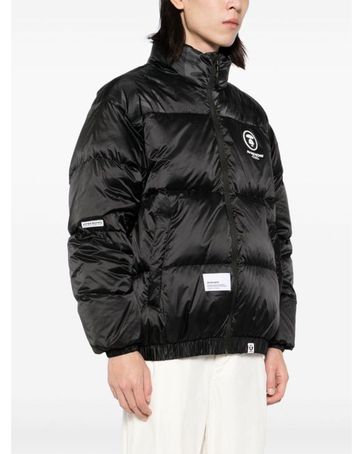Aape By A Bathing Ape Moonfasce Logo Down Jacket in Black for Men | Lyst