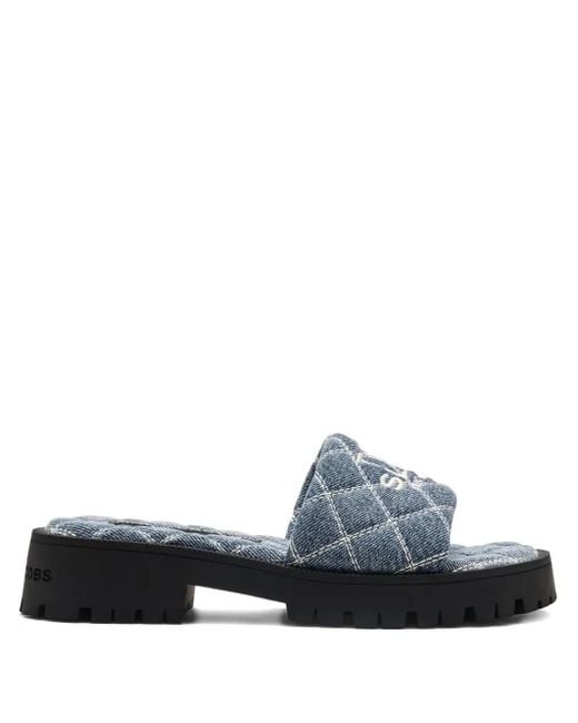 Marc Jacobs The Quilted Denim Slides in Blue | Lyst