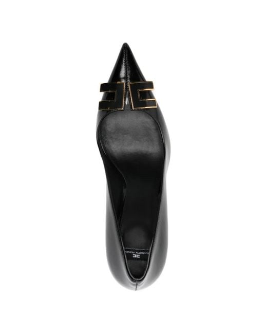 Elisabetta Franchi Logo-Embellished Point-Toe Pumps in Black | Lyst UK