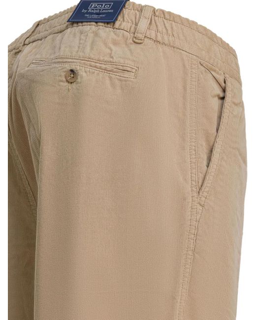 Polo Ralph Lauren Drawstring Pleated Trousers in Natural for Men | Lyst UK