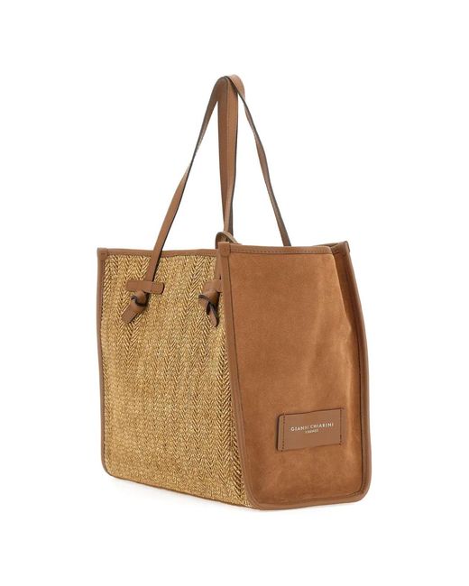MARCELLA CLUB Marcella Handle Leather Shoulder Bag in Natural | Lyst UK