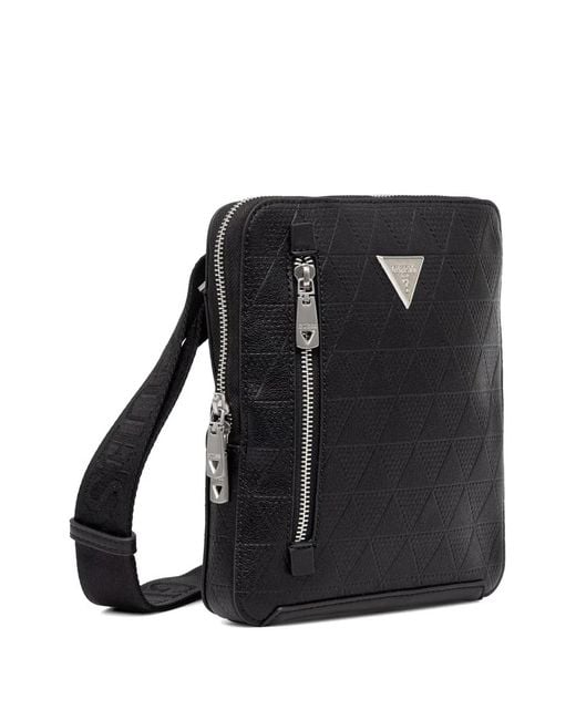 Guess Torino Geometric-Embossed Messenger Bag in Black for Men | Lyst