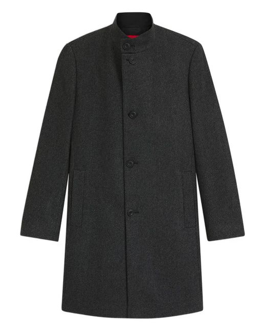 HUGO Buttoned Coat in Black for Men | Lyst UK