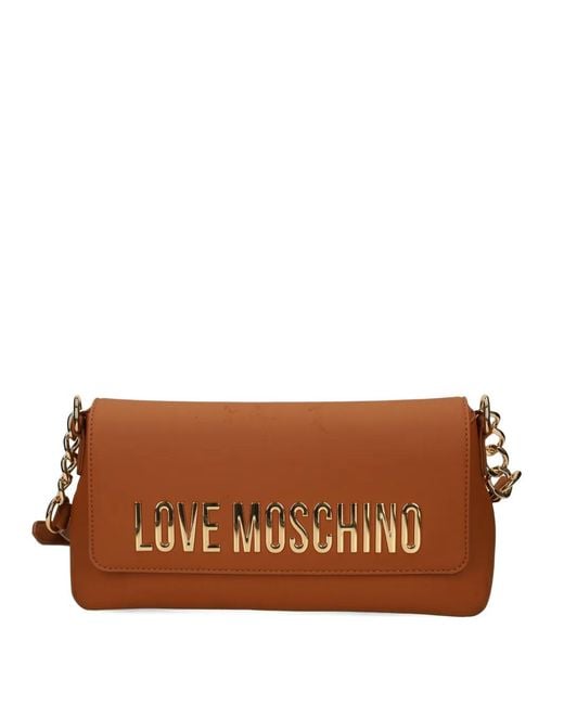 Love Moschino Logo-Lettering Shoulder Bag in Brown | Lyst UK
