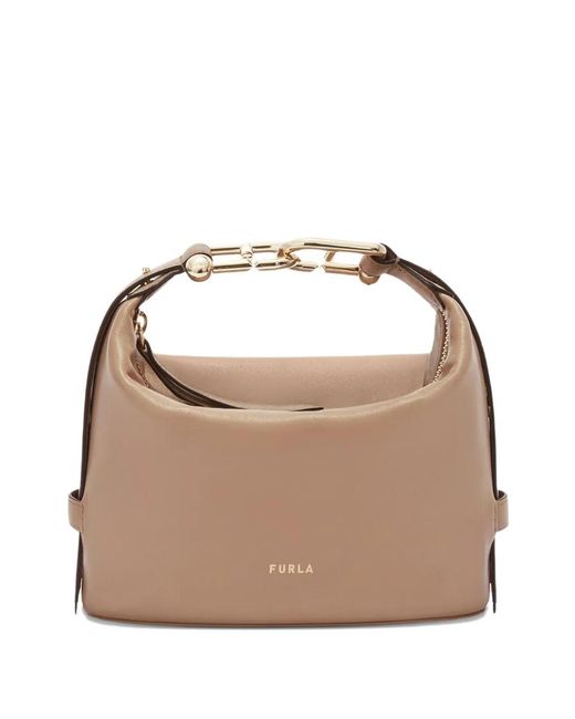 Furla Mini Nuvola Arcosfera Grained Tote Bag in Metallic | Lyst UK