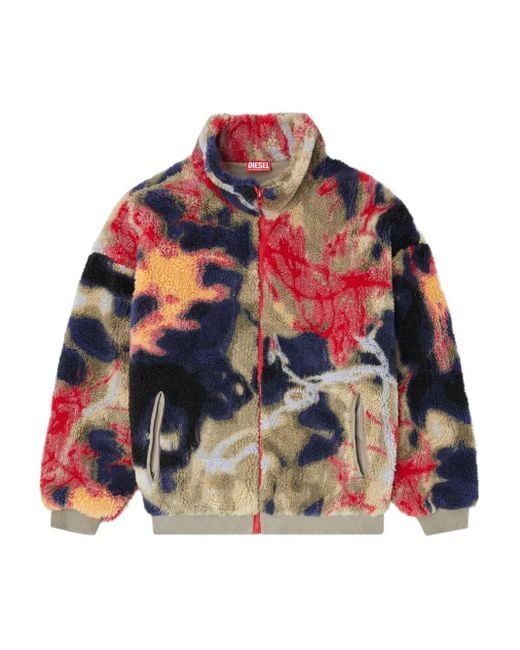 DIESEL S-Luke Jacquard Fleece Jacket in Red for Men | Lyst UK