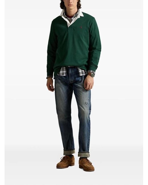Polo Ralph Lauren The Iconic Rugby Long-Sleeves Polo Shirt in Green for Men | Lyst