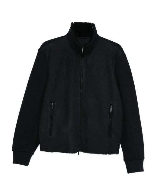 Giorgio Armani High-Neck Bomber Jacket in Black for Men | Lyst UK