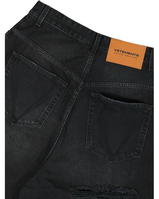 Vetements Ripped Wide-Leg Cotton Denim Jeans in Black | Lyst Vetements Ripped Wide-Leg Cotton Denim Jeans in Black | Lyst