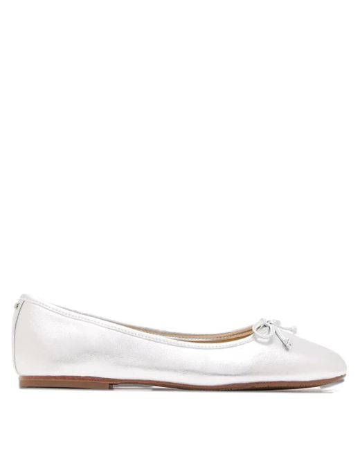 Sam Edelman Bow-Detail Ballerine Shoes in White | Lyst UK