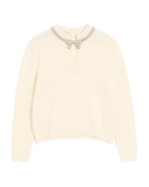 Valentino Garavani Embroidered Wool Jumper in Natural | Lyst UK