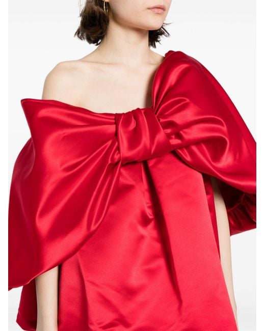 Simone Rocha Oversized Bow Satin Top in Red | Lyst
