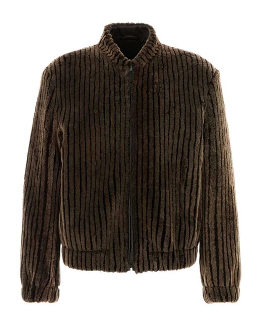 Giorgio Armani Shearling Bomber Jacket in Black for Men | Lyst UK