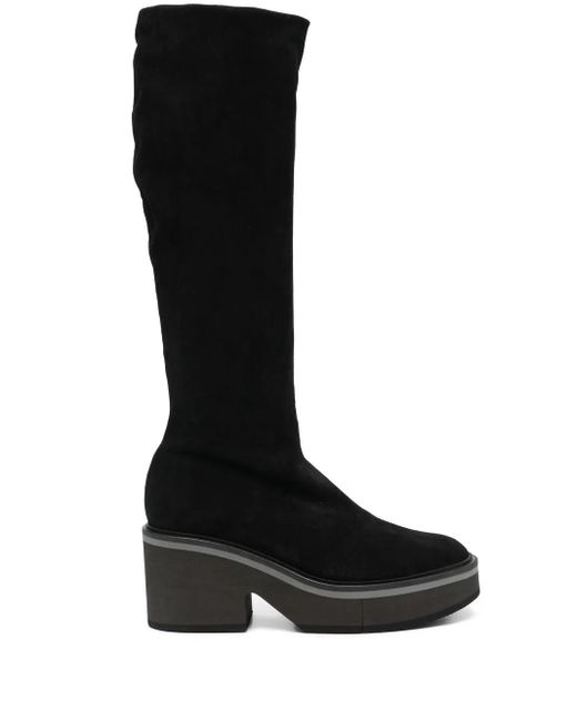 Robert Clergerie Anki Leather Knee-High Platform Boot in Black | Lyst UK
