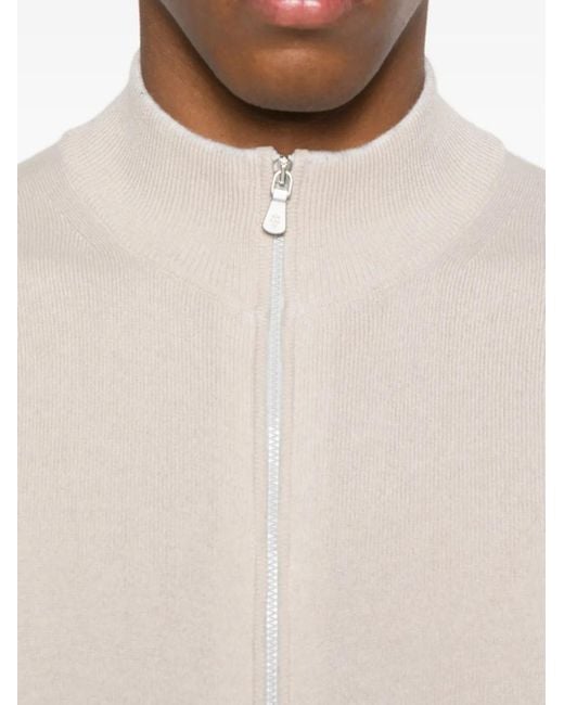Eleventy High-Neck Zip-Up Cardigan in White for Men | Lyst UK
