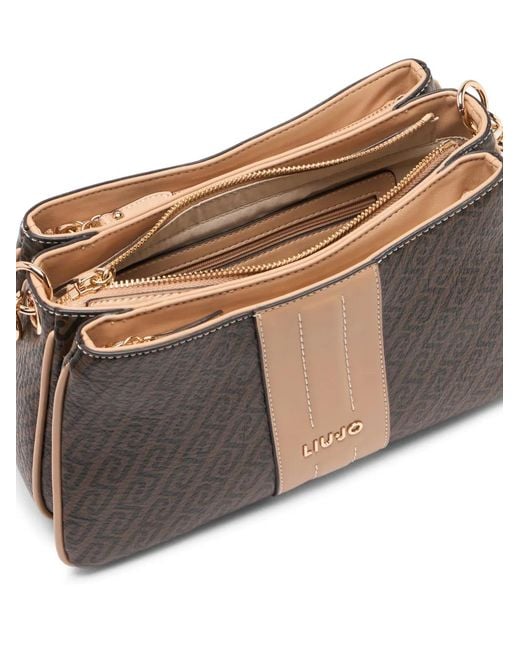 Liu Jo Monogram Detachable Shoulder Bag in Brown | Lyst UK