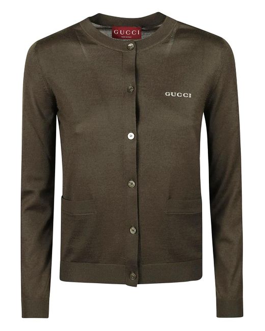 Gucci Forest Logo Cardigan in Green | Lyst