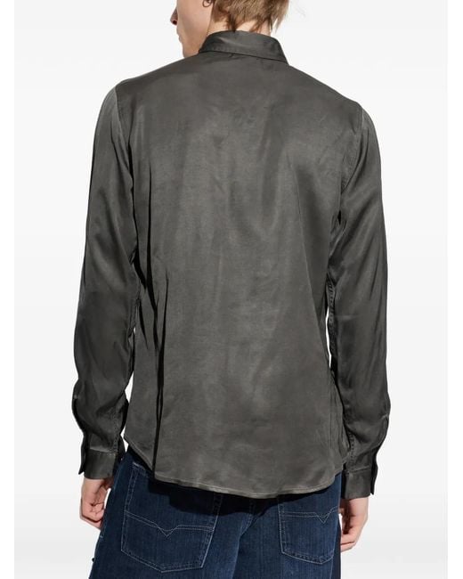 DIESEL Logo-Embroidery Shirt in Grey for Men | Lyst UK
