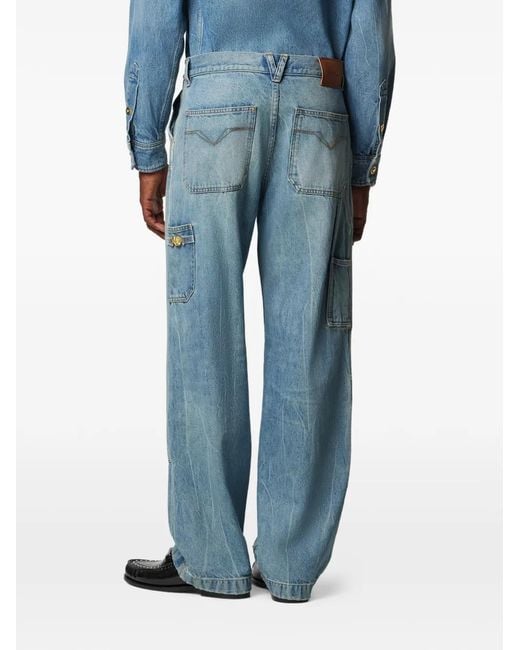 Versace Carpenter Utility-Pocket Jeans in Blue for Men | Lyst UK