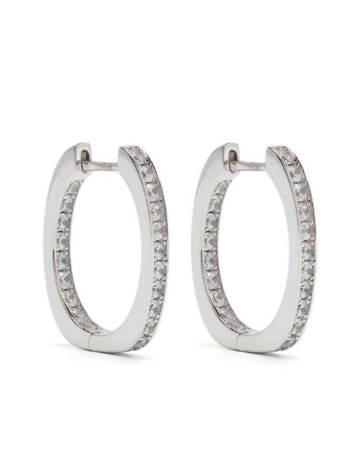 Apm Monaco Crystal Embellished Huggie Hoop Earrings In White Lyst