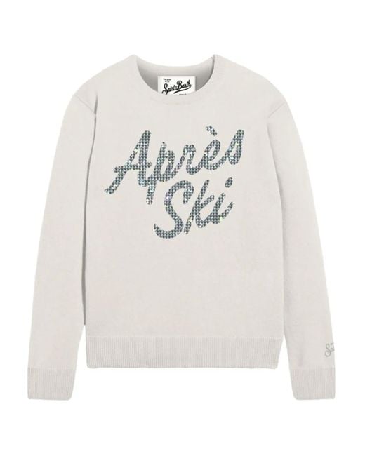 Mc2 Saint Barth Lettering-Detail Sweater in White | Lyst UK