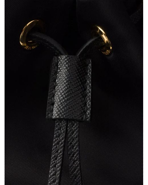 Prada Re-Nylon Drawstring Bucket Bag in Black | Lyst