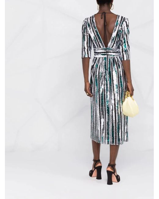 V:PM ATELIER Sheer Panelling Sequin Dress in White | Lyst UK