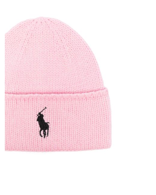 Polo Ralph Lauren Signature Pony Wool Beanie Hat in Pink | Lyst