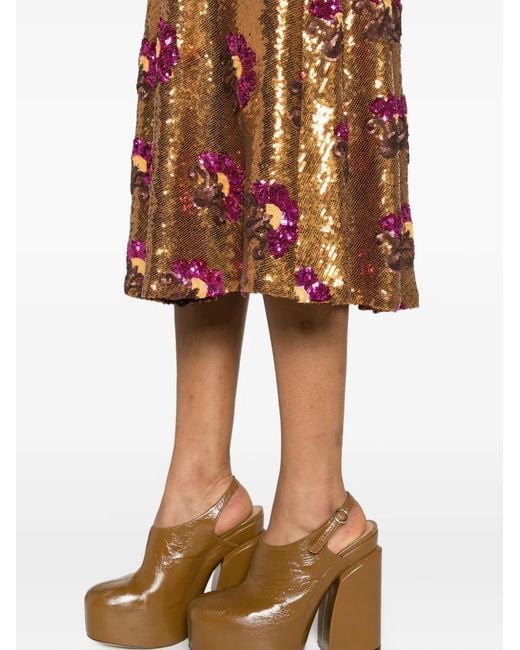 La DoubleJ Holly Sequin-Embellished Skirt in Red | Lyst