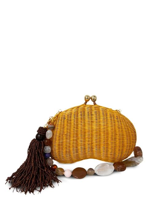 Serpui Claire Wicker Clutch Bag in Metallic | Lyst UK
