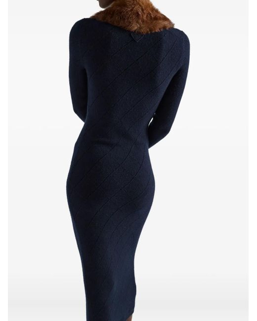 Prada Crew-Neck Maxi Dress in Blue | Lyst UK