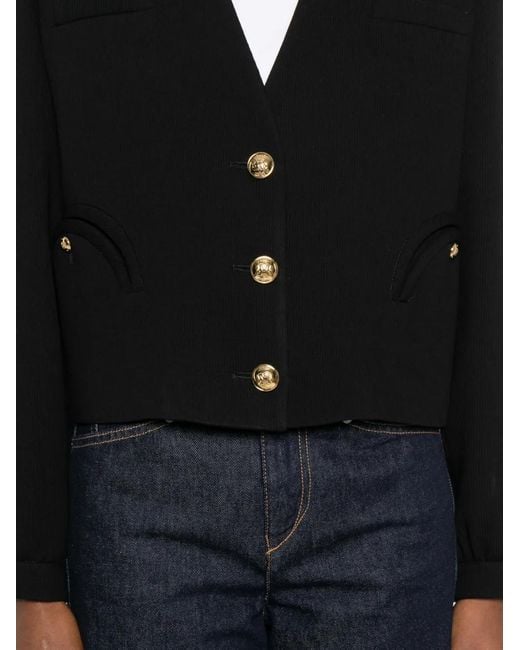 Blazé Milano Riviera Button Crop Jacket in Black | Lyst UK