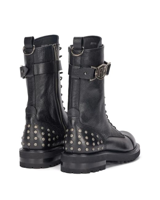 Roberto Cavalli Lace-Up Studded Boots in Black for Men | Lyst UK