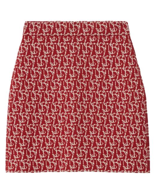 Burberry B Charm Jacquard-Pattern Skirt in Red | Lyst UK
